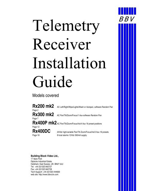 Telemetry Receiver Installation Guide - bbv tech support server