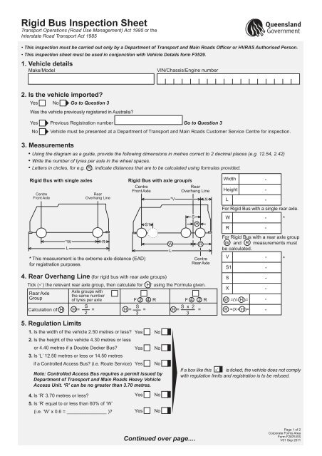 Rigid Bus Inspection Sheet