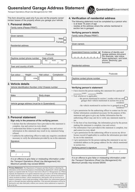 Queensland Motor Vehicle Registration Transfer Form Pdf - Infoupdate.org