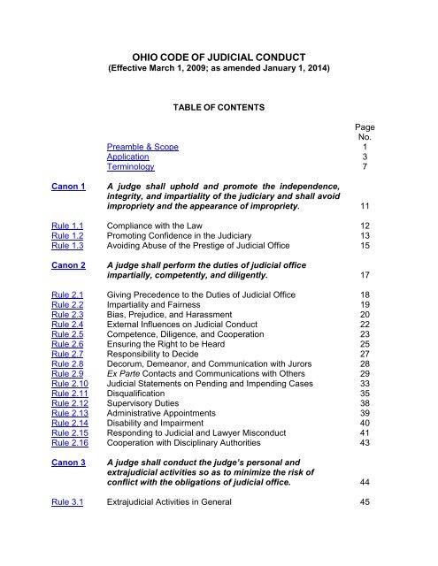 PROPOSED OHIO CODE OF JUDICIAL CONDUCT - Supreme Court