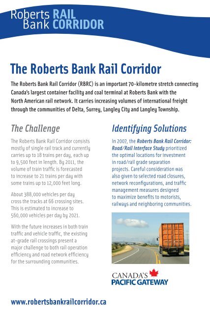 The Roberts Bank Rail Corridor - Roberts Bank Rail Corridor Program