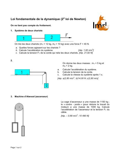 Loi fondamentale de la dynamique (2 loi de Newton)