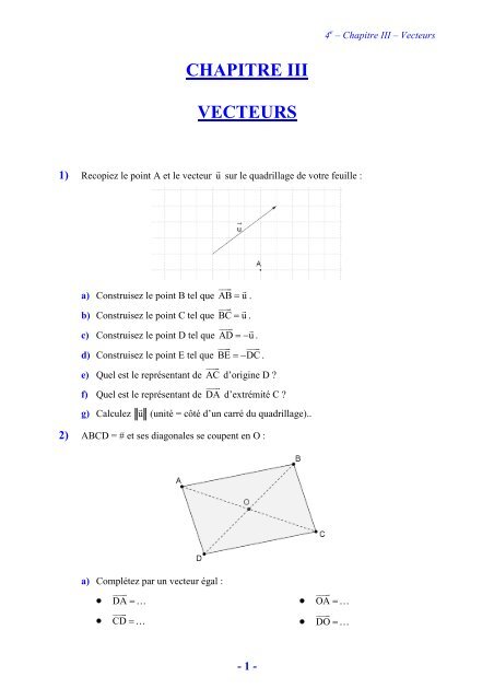 CHAPITRE III VECTEURS