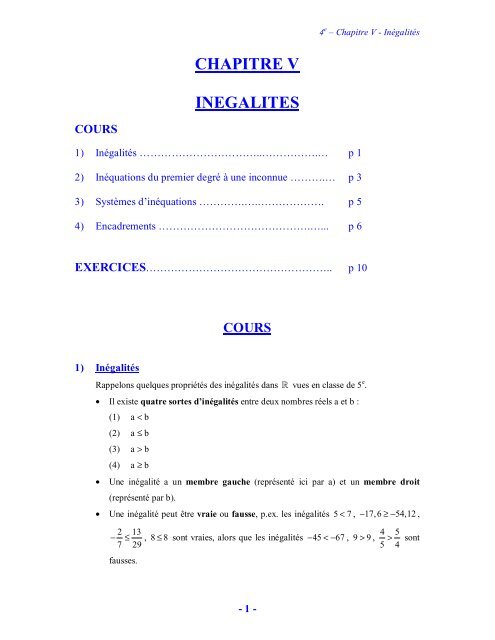 cours avec exercices