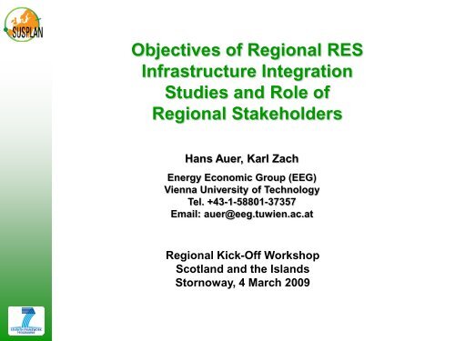 Objectives of Regional RES Infrastructure Integration ... - SUSPLAN