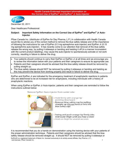 Final Approved EpiPen DHPL_signed ... - Pfizer.ca