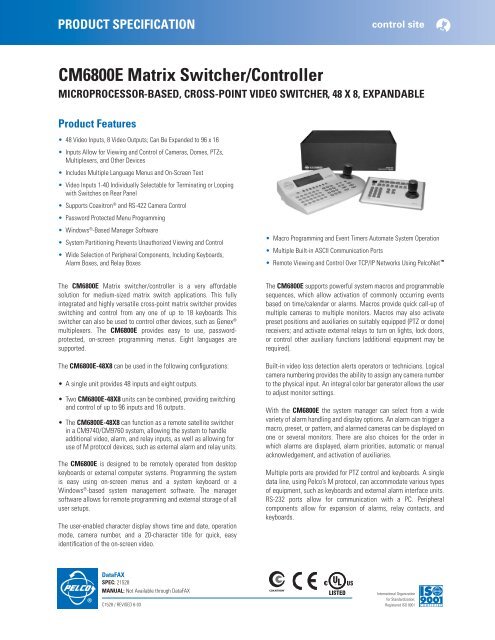 CM6800E Matrix Switcher/Controller