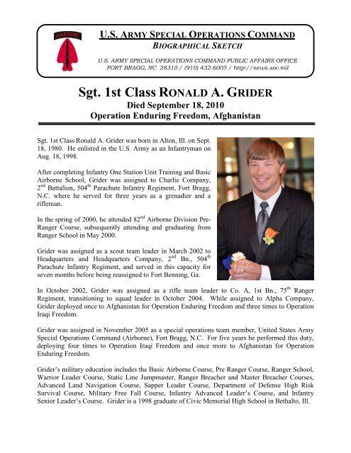 SFC Ronald A. Grider - U.S. Army Special Operations Command