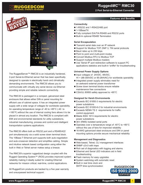 RuggedCom RMC30 2-Port Serial-to-Ethernet Device Server