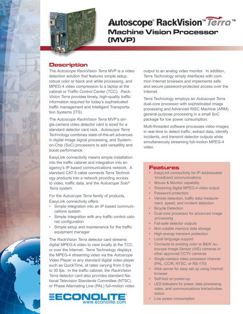 Autoscope RackVision Terra MVP - Signal Control Products, Inc.