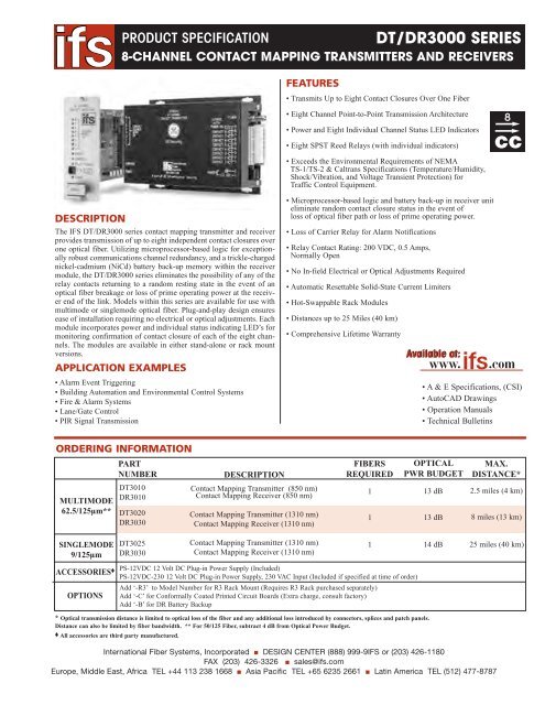 IFS DT/DR3000 Series 8-Channel Contact Mapping Transmitters ...