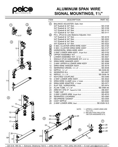 Pelco Span Wire Signal Mounts, 1.5" Aluminum