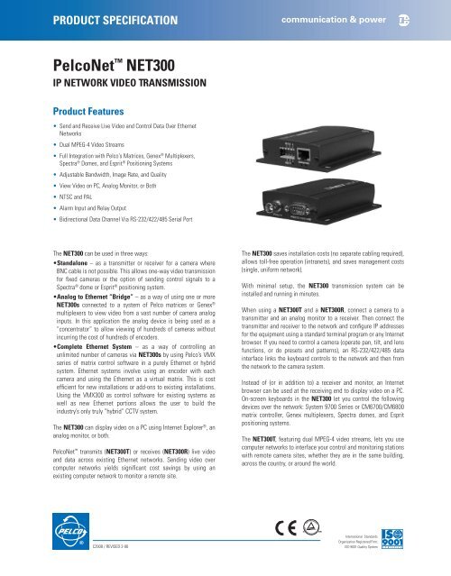 Pelco NET300 Digital Network System Encoder/Decoder