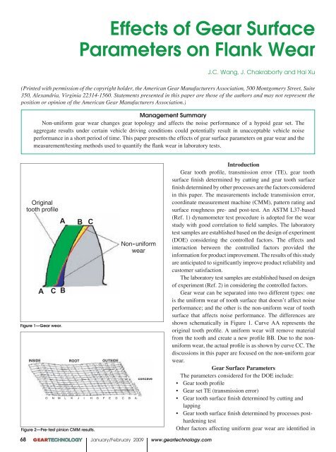 Effects of Gear Surface Parameters on Flank Wear
