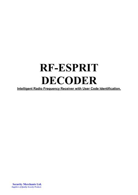 RF-ESPRIT DECODER - Maxi Security Alarms