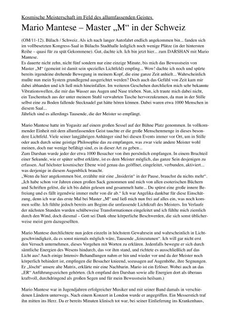 Mario Mantese – Master „M“ in der Schweiz