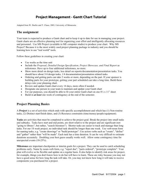 Project Management - Gantt Chart Tutorial