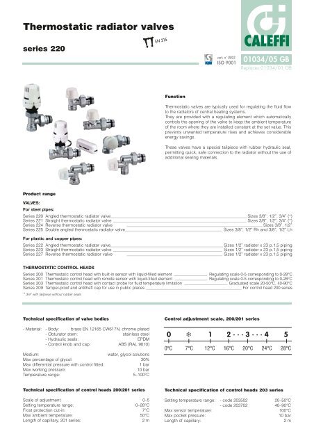 Thermostatic radiator valves - Caleffi