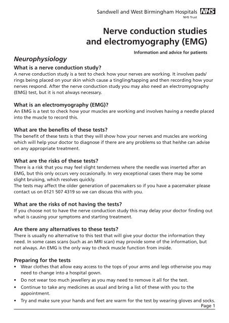 Nerve conduction studies and electromyography (EMG) - Sandwell ...