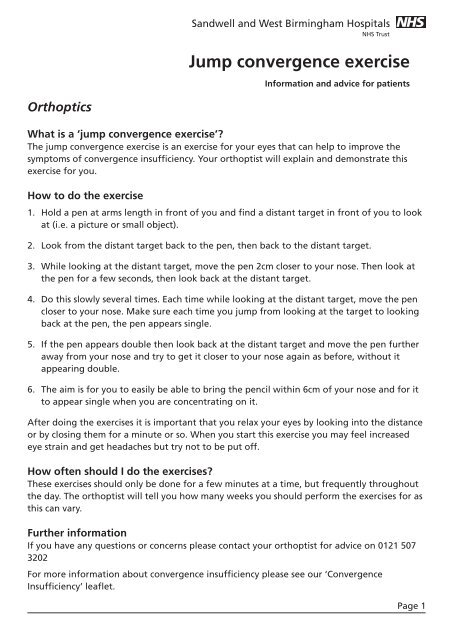 Jump convergence exercise - Sandwell & West Birmingham Hospitals