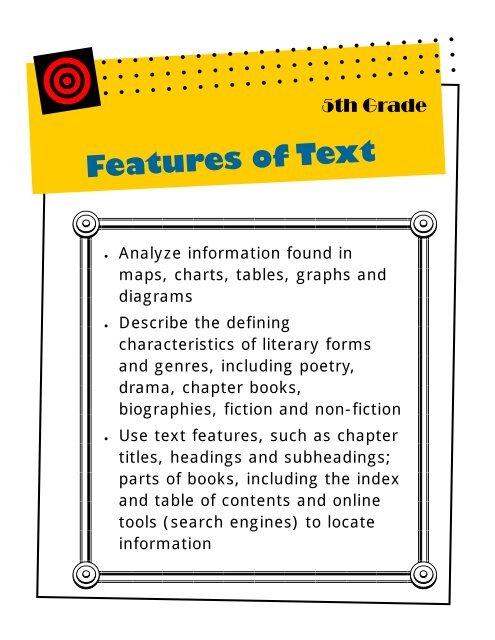 5th - features of text