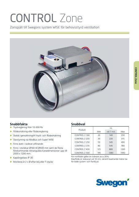 CONTROL Zone - Swegon