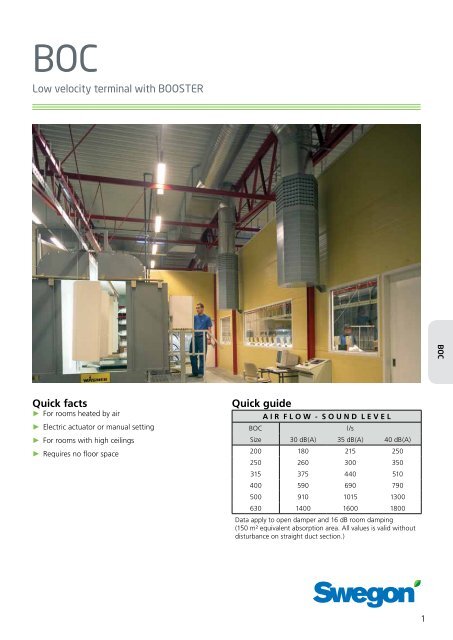 Low velocity terminal with BOOSTER Quick facts Quick ... - Swegon