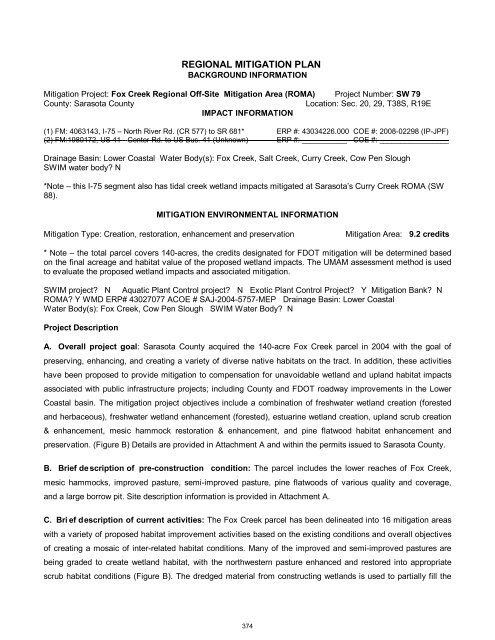 REGIONAL MITIGATION PLAN