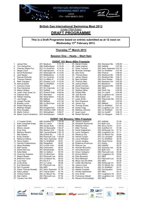 draft programme
