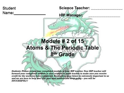 Module # 2 of 15 Atoms & The Periodic Table 8th Grade
