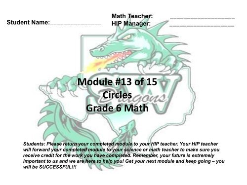 Module #13 of 15 Circles Grade 6 Math