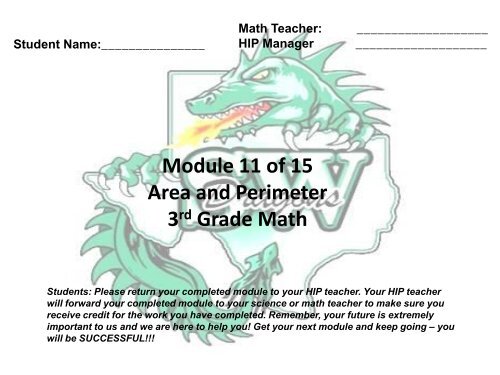 Module 11 of 15 Area and Perimeter 3rd Grade Math