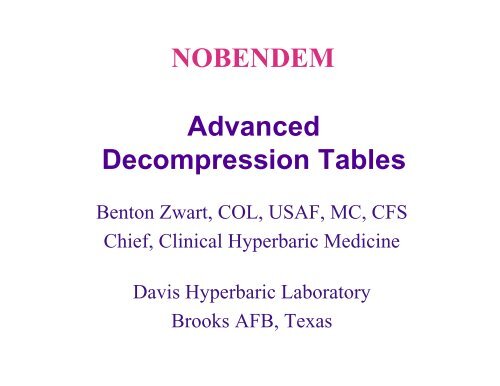 Advanced Decompression Tables
