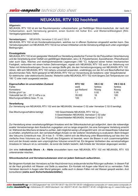 RTV-Silikon 102 - Suter Swiss-Composite Group