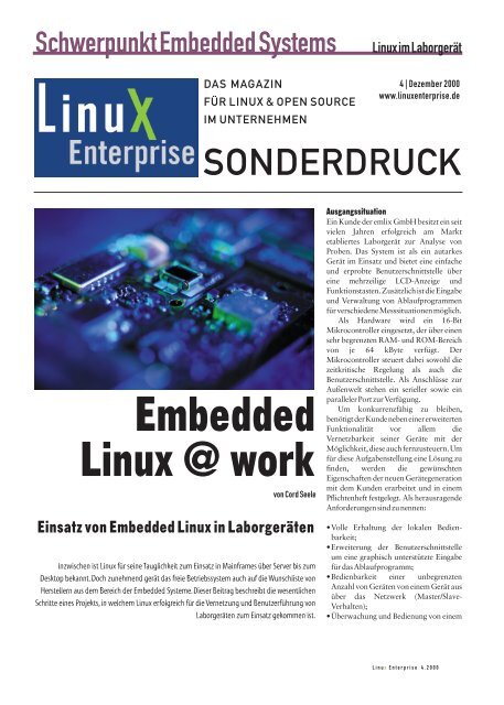 Embedded Linux @ work - emlix GmbH