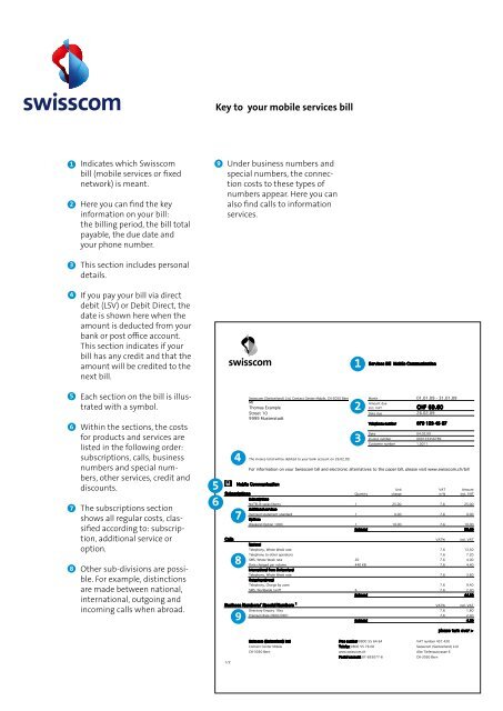 Key to your mobile services bill - Swisscom
