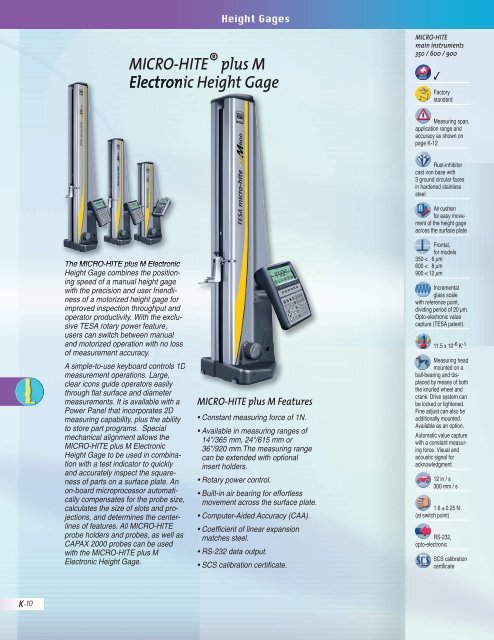 MICRO-HITEÂ®plus M Electronic Height Gage - Swiss Instruments Ltd