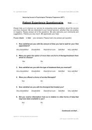 Assessment Patient Experience Questionnaire (PbR) Please ... - IAPT