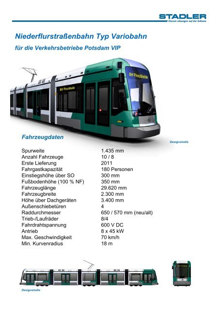 Designbild und Datenblatt der Variobahn