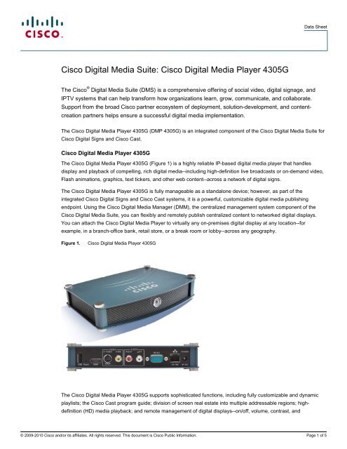 Cisco Digital Media Suite: Cisco Digital Media Player 4305G