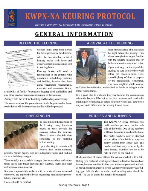 A Pictorial Keuring Overview - KWPN