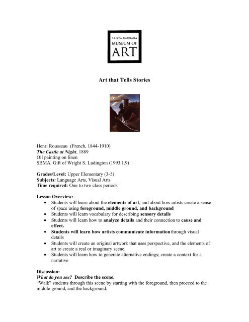 Art That Tells Stories Lesson Plan