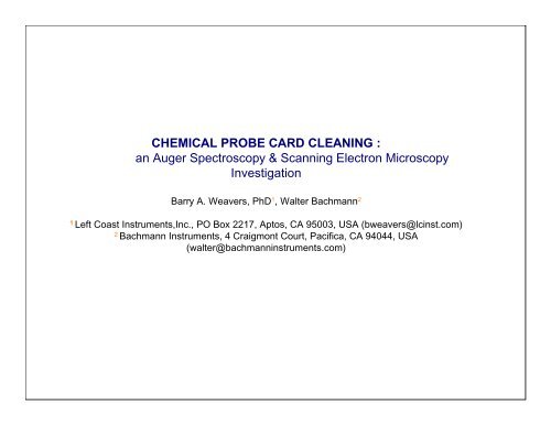 CHEMICAL PROBE CARD CLEANING : an Auger Spectroscopy ...
