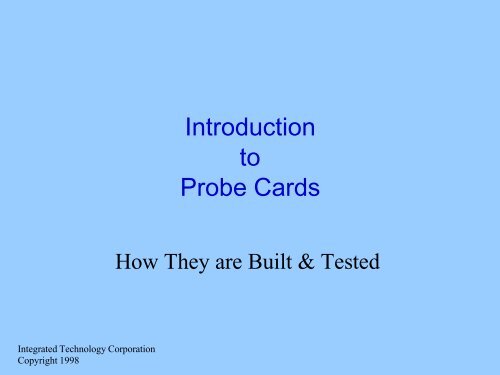 Introduction to Probe Cards