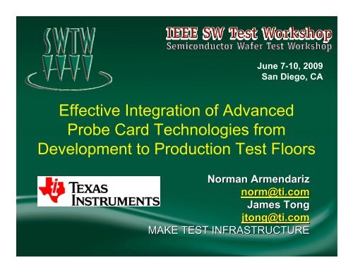 Effective Integration of Advanced Probe Card Technologies from ...