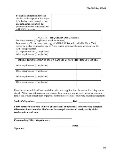 TRADOC Reg 350-18 Ten (10