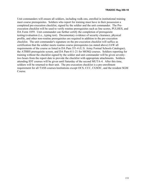 Tradoc Reg 350 18 Unit Co