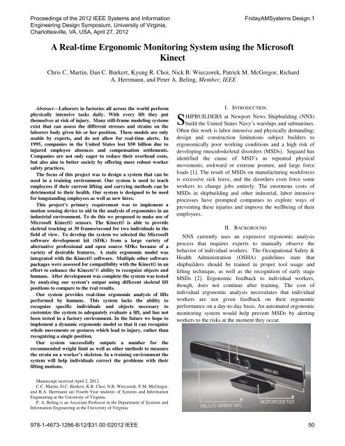 A Real Time Ergonomic Monitoring System Using The Microsoft Kinect 