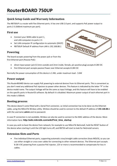 Mikrotik routerboard setup - agrotito