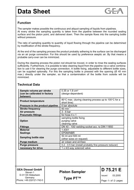 Data Sheet - GEA Diessel